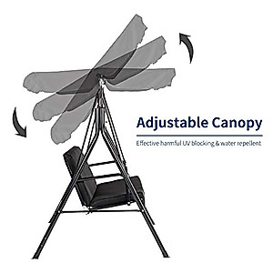 Esright Outdoor Patio Swing Chair, Canopy Porch Swing with Removable Cushion and Weather Resistant Powder Coated Steel Frame, Suitable for Patio, Garden, Poolside, Balcony, Backyard