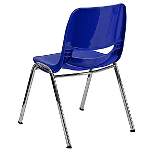 Flash Furniture HERCULES Series 880 lb. Capacity Navy Ergonomic Shell Stack Chair with Chrome Frame and 18'' Seat Height