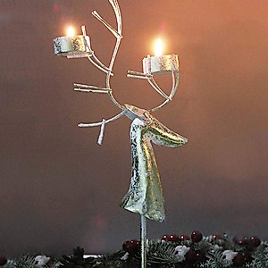 Lingtoolator Holder,Christmas Deer Candlestick Style Candle Holder Retro Center Party Ornament Decor,for Home Hotel Restaurant Dining Table Well Made (Size : 4523cm)