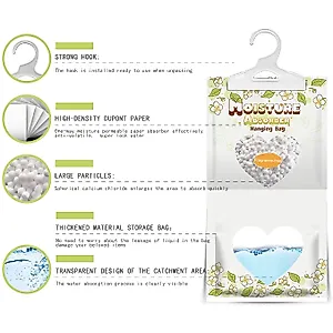 ZSPENG 16 Pack Moisture Absorber Hanging Bags,220g/Pack Fagrance Free Moisture Bag,Hanging Closet Dehumidifier Bags for Basement Closet Storeroom