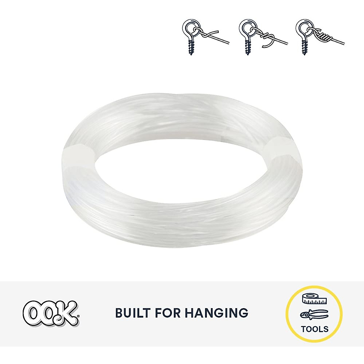 OOK 15 ft. Invisible Hanging Wire, 50 lbs. Capacity, Self Tying Wires, Ideal for Picture Hanging and Planters