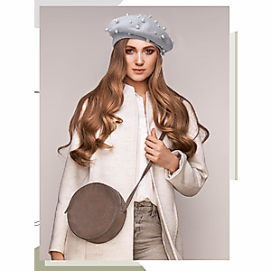 Vabean Wool Berets Pearl Beaded Beret Cap Beanie French Beret Hats for Women Sweet Elegant Starry Pearl Hat(Chic Color,6 Pcs)