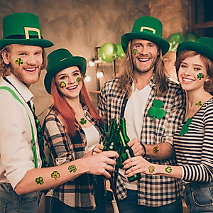 120 Pcs St. Patrick's Day Face Tattoos Shamrock Glitter Face Stickers Clover Temporary Tattoo Kids Body Stickers Three Leaf Shamrock Lucky for St. Patrick's Day Irish Party Costume Accessory