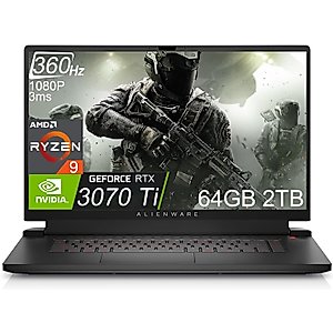 Alienware m17 R5 Gaming Laptop (17.3" 360Hz FHD,AMD Ryzen 9 6900HX (beat i9-11900H), 64GB DDR5 RAM, 2TB SSD, NVIDIA GeForce RTX 3070 Ti 8GB) RGB Backlit, USB 4.0 Type-C, G-SYNC, Win 11 Home -Dark