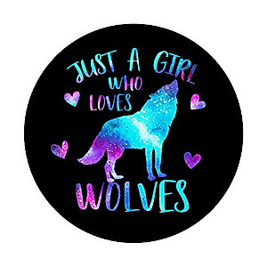 Just a Girl Who Loves Wolves Galaxy Space Watercolor Wolf PopSockets PopGrip: Swappable Grip for Phones & Tablets