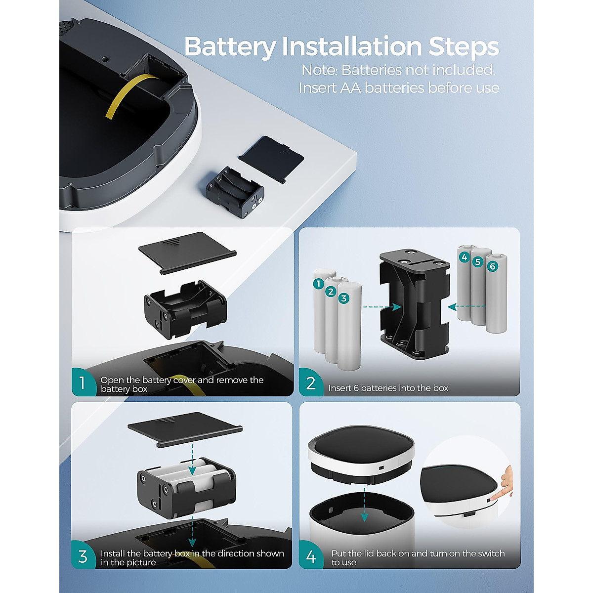 SONGMICS Motion Sensor Trash Can, 13 Gallon Automatic Kitchen Garbage Can, Multi-Colored Indicator Lights, Ozone Odor Control, Stay-Open Lid, Tall, Stainless Steel, White ULTB620W50