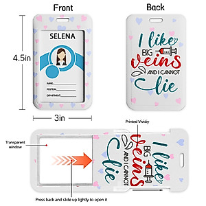 ID Badge Holder with Breakaway Lanyard, Cute Badge Reel Badge Clip Retractable, Lanyards for ID Badges Name ID Card Holder, Nurse Funny Gift, Phlebotomy Tech Humor, I Like Big Veins and I Cannot Lie