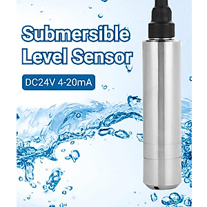 Submersible Level Sensor 4-20mA, Throw-In Type Liquid Level Sensor,24V DC Input Liquid Level Transmitter,0-5M Measuring Range