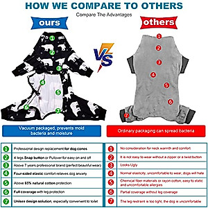 LovinPet Big Dog Shirts - Stretch Cotton Pet Shirts with Animal Print, Full Coverage Dog Clothing Perfect to Prevent Licking Wounds After Surgery for Medium & Large Dogs,Black L