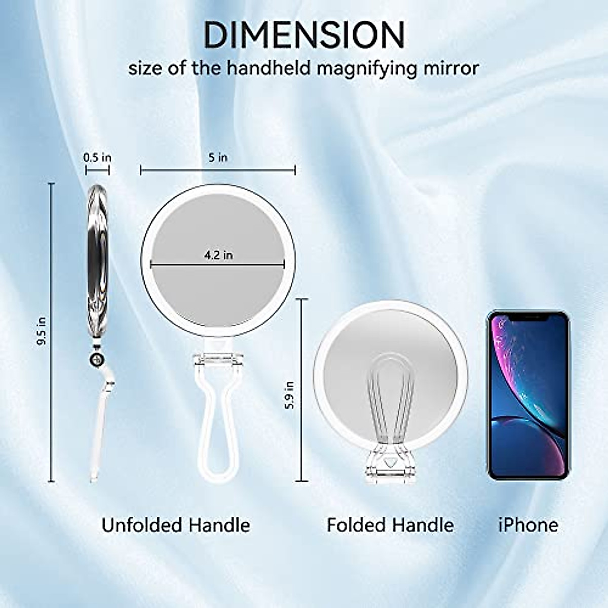 B Beauty Planet Magnifying Mirror, 30X Hand Mirror with Handle for Travel Magnifying Mirror, Handheld Magnifying Mirror with Double Side 30X/1X Magnification, 30X Handheld Mirror for Eyes Makeup 5 in