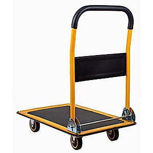 MaxWorks 80876- Foldable Platform Truck Push Dolly 330 lb. Weight Capacity Black and Yellow 28.75" x 18.75" x 33"