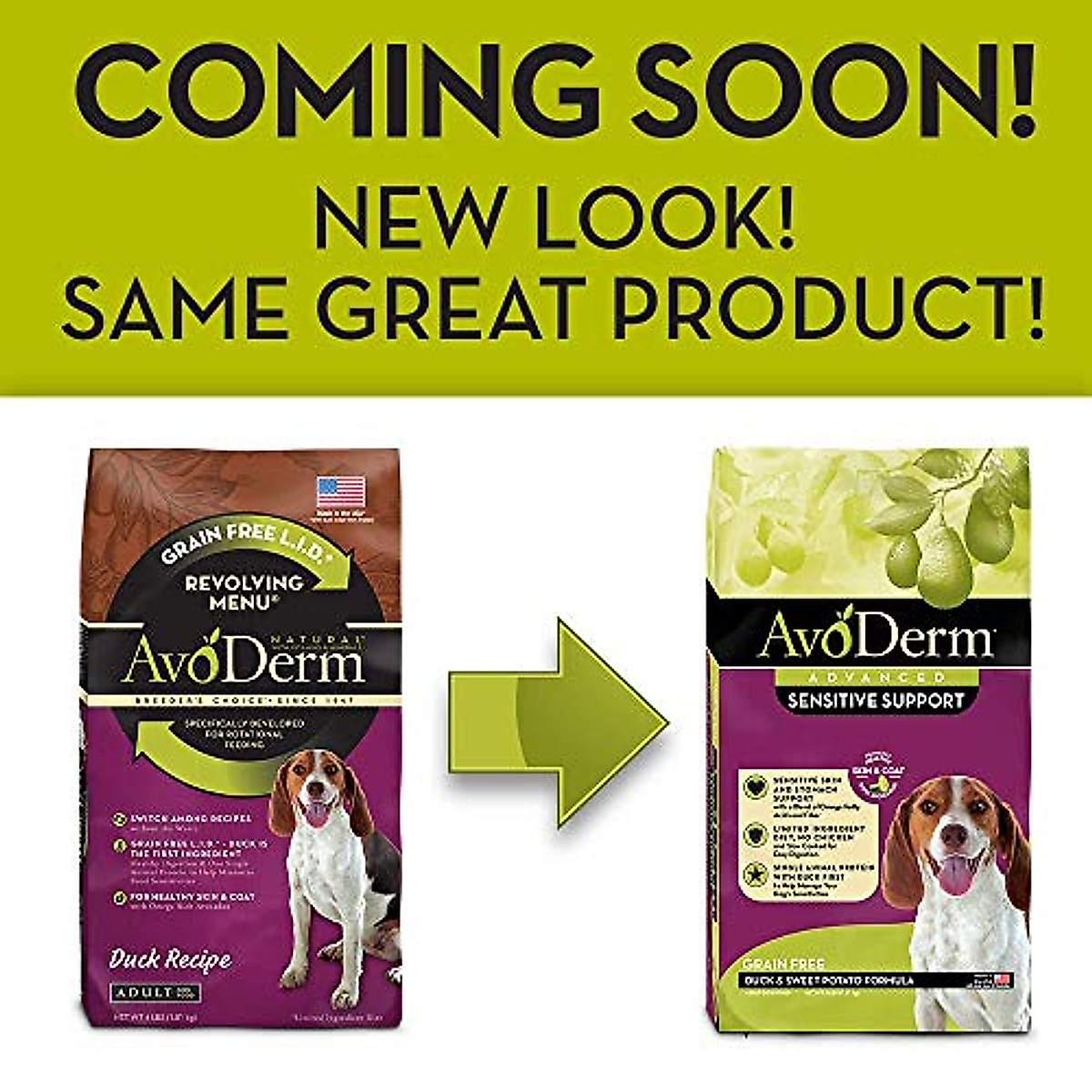 AvoDerm Advanced Sensitive Support Grain-Free Duck Formula Dog Food, Sensitive Stomach, 22lb