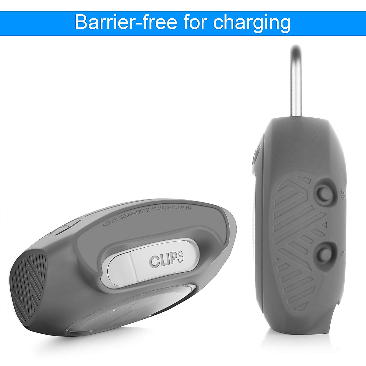 TXEsign Protective Silicone Stand Up Carrying Case for JBL Clip 3 Waterproof Portable Bluetooth Speaker (Light Grey)