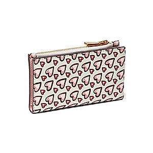 Kate Spade New York Morgan Valentines Heart Printed Small Slim Bifold Wallet Cream Multi One Size