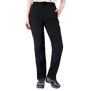 Singbring Women's Winter Outdoor Fleece Waterproof Windproof Insulated Ski Snow Hiking Workout pants W28-W30 Medium Black(W801F31/Black/M)