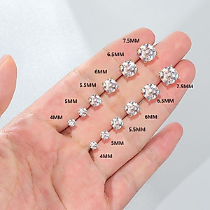 KRKC&CO Moissanite Earrings for Men, Dazzling Studs Earrings, S925 Sterling Silver, 4-Prong, 1.2-3.0CT, D Color, VVS1, Gold Jewelry Gifts For Him(5.5mm, 0.6ct*2, gold)