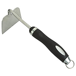 Edward Tools Hand Hoe Garden Tool - Heavy Duty Stainless Steel with Polished Blade - Bendproof Design for Heavier Soil - Ergonomic Rubber Handle - Great for Weeding or Moving Soil