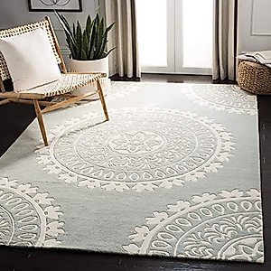 SAFAVIEH Bella Collection 8' x 10' Grey/Ivory BEL122A Handmade Premium Wool Area Rug