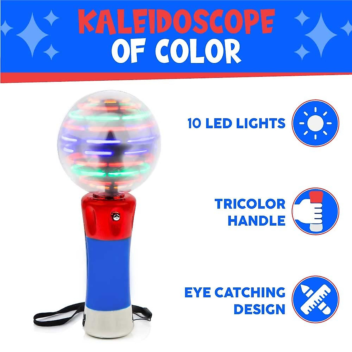 Toysery Spinning Light Up Toy Magic Wand for Kids, LED Light Up Wand Toy for Boys and Girls. Provides Thrilling Light Show Autism Sensory Toys