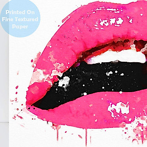 Glam Wall Art Pink Dripping Lips Fashion Print Poster Home Decor