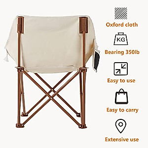 TOSAMC Folding Chairs Heavy Duty Support 350 lbs Moon Chair with Carry Bag White