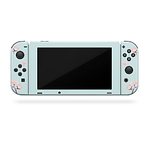 TACKY DESIGN Japanese Cherry Blossom Skin Compatible with Nintendo Switch Skin, Beige Color Skin Compatible with Nintendo Switch Skin, Vinyl 3m Sticker, Full wrap Cover (Light Blu)
