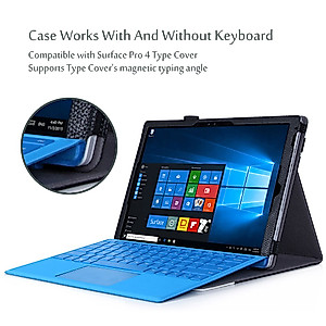ProCase Surface Pro 7 / Pro 6 / Pro 2017 / Pro 4 / Pro LTE/Pro 3 Case - Folio Cover Case for Microsoft Surface Pro 6 / Pro 2017 / Pro 4 / Pro LTE/Pro 3, Compatible with Type Cover Keyboard –Black