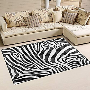 Linomo Area Rug Animal Zebra Print Floor Rugs Doormat Living Room Home Decor, Carpets Area Mats for Kids Boys Girls Bedroom 60 x 39 Inches