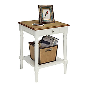 Convenience Concepts French Country 1 Drawer End Table with Shelf, Driftwood/White