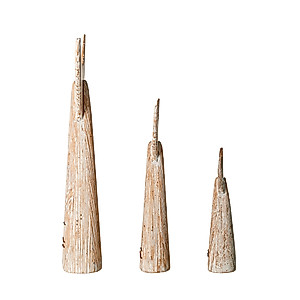 glitzhome Farmhouse Tabletop Decor Set of 3 Coastal Weathered Wood Whale Tail Statue Nautical Table Decor Rustic Distressed Wood Whale Tail Sculpture Table Centerpiece Home Decor