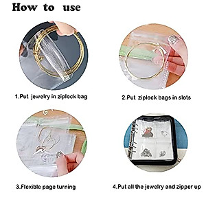 IKJNMLP Transparent Travel Earring Jewelry Bracelet Necklace Organizer Storage Book with Pockets - Large Clear Foldable Jewelry Organizer Bag Pouch Earring Stud Organizer Binder