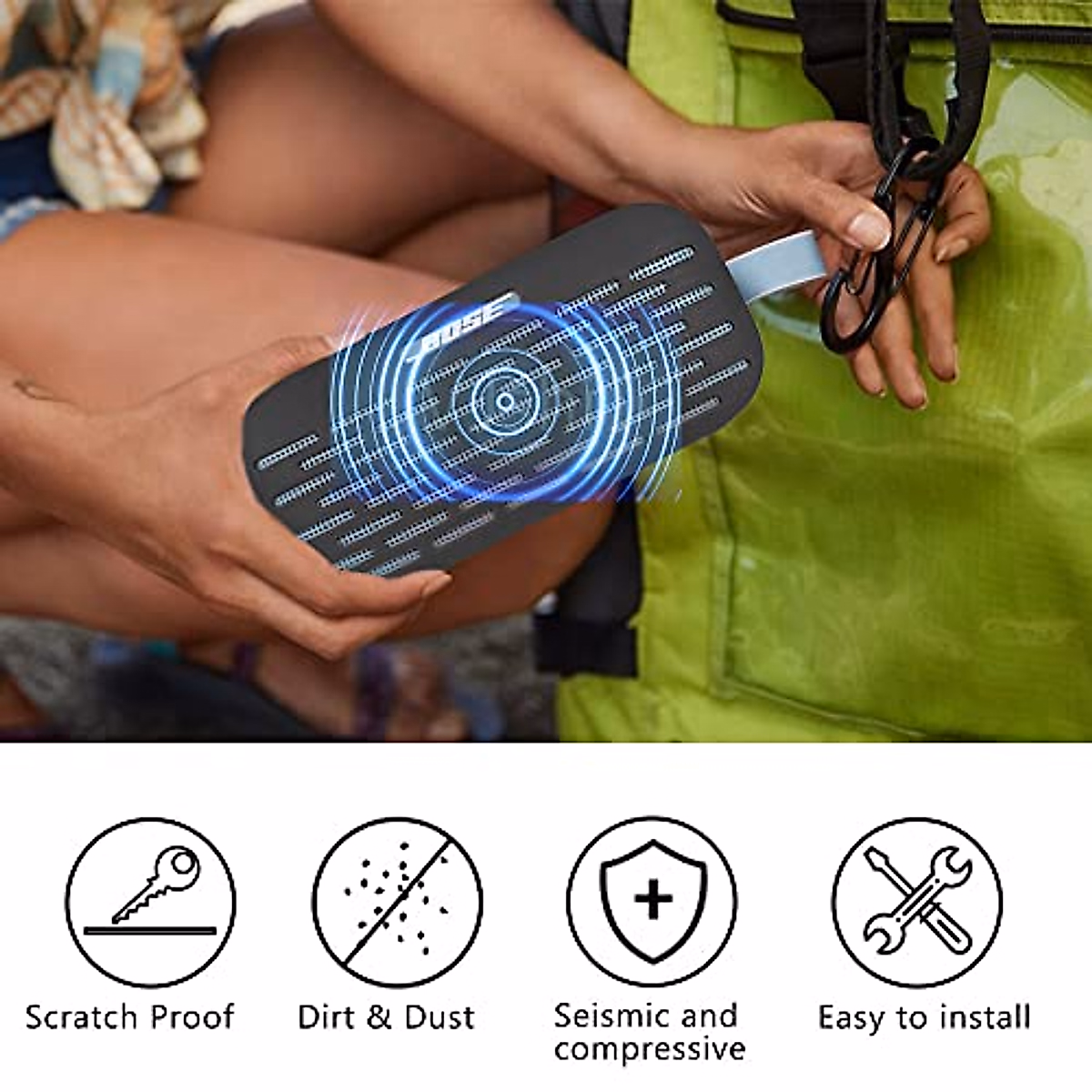 Zaracle Flexible Carrying Case Protect Pouch Sleeve Protector Cover Travelling Case for Bose SoundLink Flex Bluetooth Portable Speaker (Black)