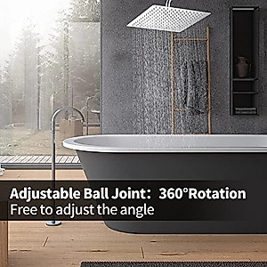 KSUCBOHAR Shower Head, 12 Inch High Pressure Rain Shower Head, Pressure Boosting Shower Head, Awesome Shower Experience, Stainless Steel Rainfall Shower Head (Square glossy)