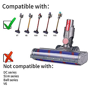 Laymi Motorhead Hardwood Floor Attachment for Dyson V7 V8 V10 V11 V15 Vacuum Cleaners with Replacement Soft Roller Brush Bar LED Headlights Floor Brush Attachments
