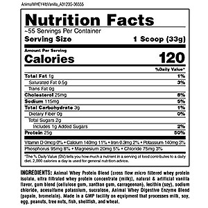 Animal Whey Isolate Whey Protein Powder – Isolate Loaded for Post Workout and Recovery – Low Sugar with Highly Digestible Whey Isolate Protein - Vanilla - 4 Pound (Pack of 1) (Packaging May Vary)