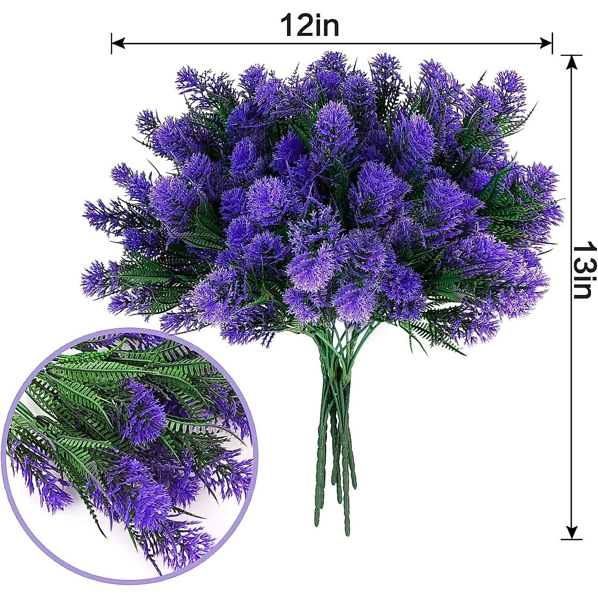 Artificial Fake Flowers, 6 Bundles Large UV Resistant Faux Plastic Greenery Foliage Plants Shrubs for Garden, Wedding, Outside Hanging Planter, Farmhouse Indoor or Outdoor etc Decor