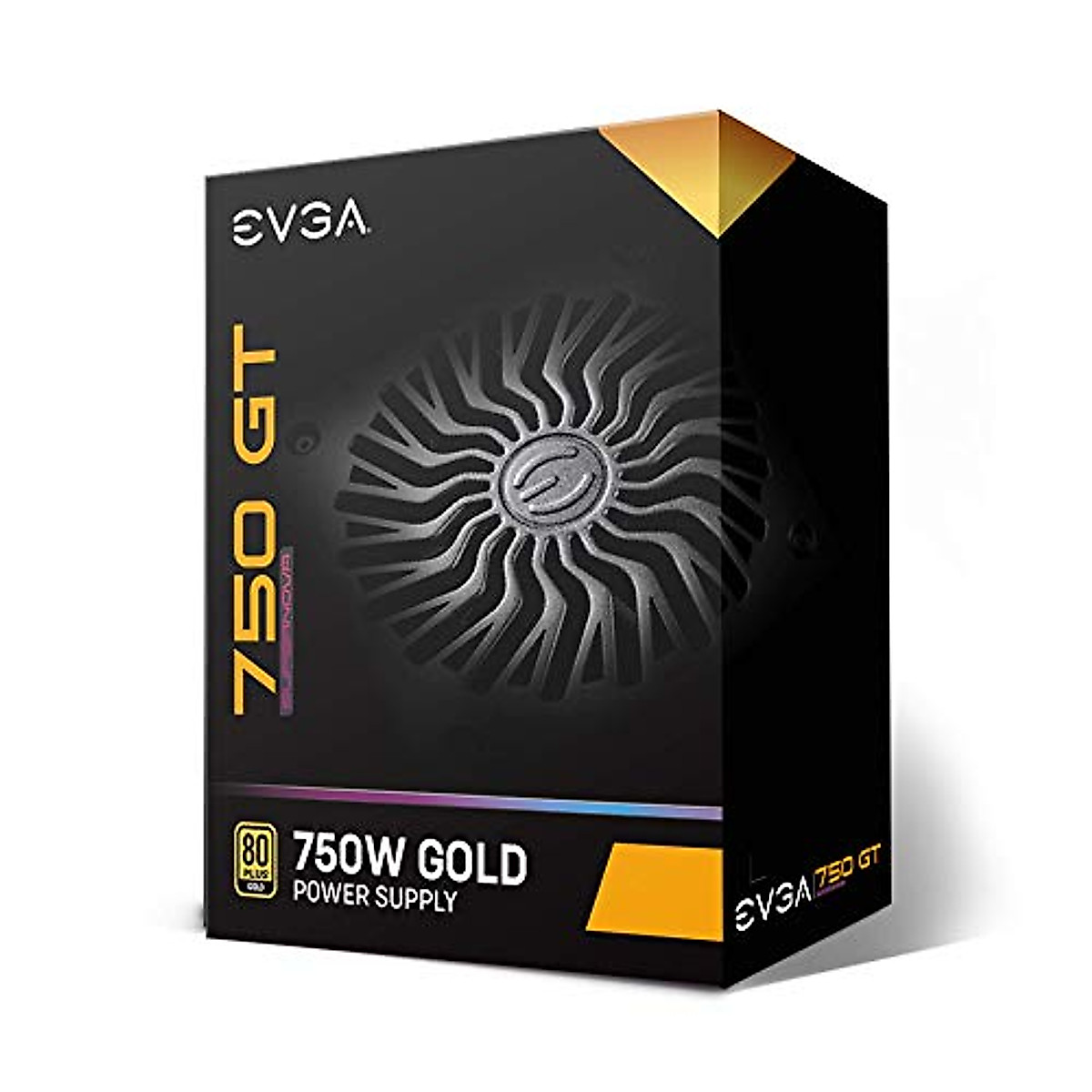 EVGA 750 GT, 80 Plus Gold 750W, Fully Modular, Auto Eco Mode with FDB Fan, 100% Japanese Capacitors, 7 Year Warranty, Includes Power ON Self Tester, Compact 150mm Size, Power Supply 220-GT-0750-Y1