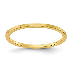 Solid 14k Yellow Gold 1.2mm Flat Stackable Brushed Matte Finish Band Thin Wedding Anniversary Ring Size 8