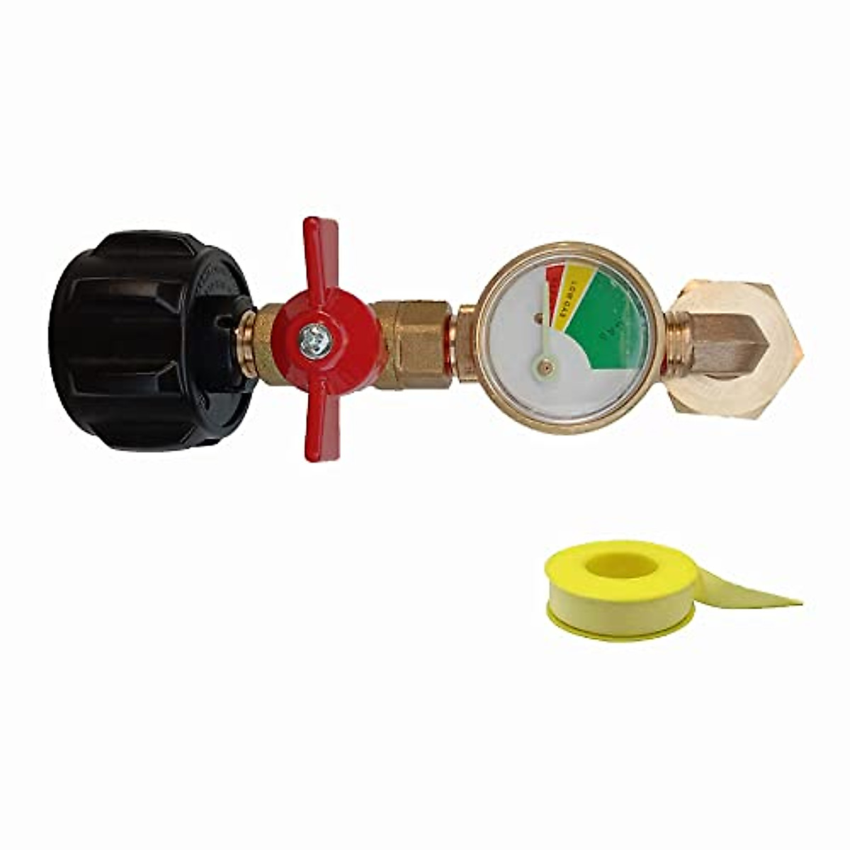 HHXS Qcc1 Propane Refill Elbow Adapter with Propane Tank Gauge,Refill Pressure Fitting Adapter for Camping Grill 1Lb Bottle Tank Refilled Gas from 5~40 LbS