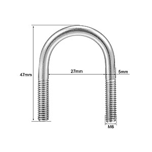 uxcell U-Bolts 5pcs 1.06"(27mm) Inner Width 47mm Length M6 304 Stainless Steel U-Bolt Fastener for 27mm Pipe Dia