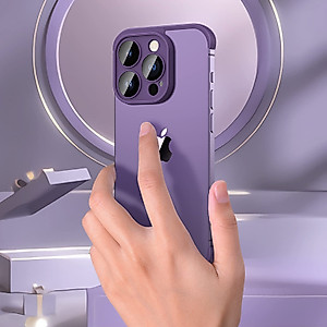 Losin Compatible with iPhone 14 Pro Max Case Borderless Design Camera Lens Protection Thin Lightweight Soft Silicone Frameless Case Shockproof Bumper Cover for iPhone 14 Pro Max 6.7 inch, Purple