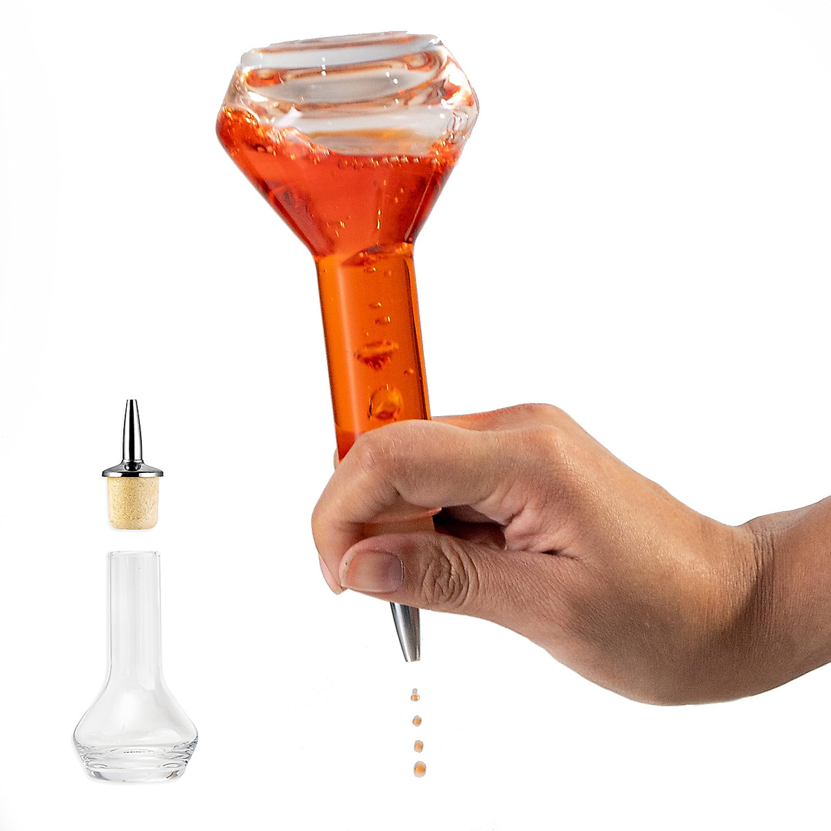 A Bar Above Bitters Bottle – Classic-Design Small Glass Bottles to Add Bitters for Cocktails w/Stainless Steel Pour Spout & Synthetic Cork– Ideal Bartender Gifts – Home Bar Accessories (1,7 oz)