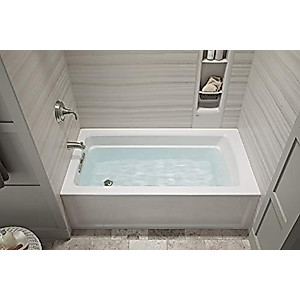 KOHLER K-1123-LA-0 Archer 60-Inch x 32-Inch Alcove Bath with integral apron, integral flange and left hand drain, White, one-size