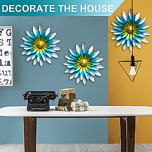 YURRUON Metal Flowers Wall Décor Wall Art Decorations Metal Flower Wall Sculpture Hanging for Home Bedroom Living Room Bathroom Patio (Purple)