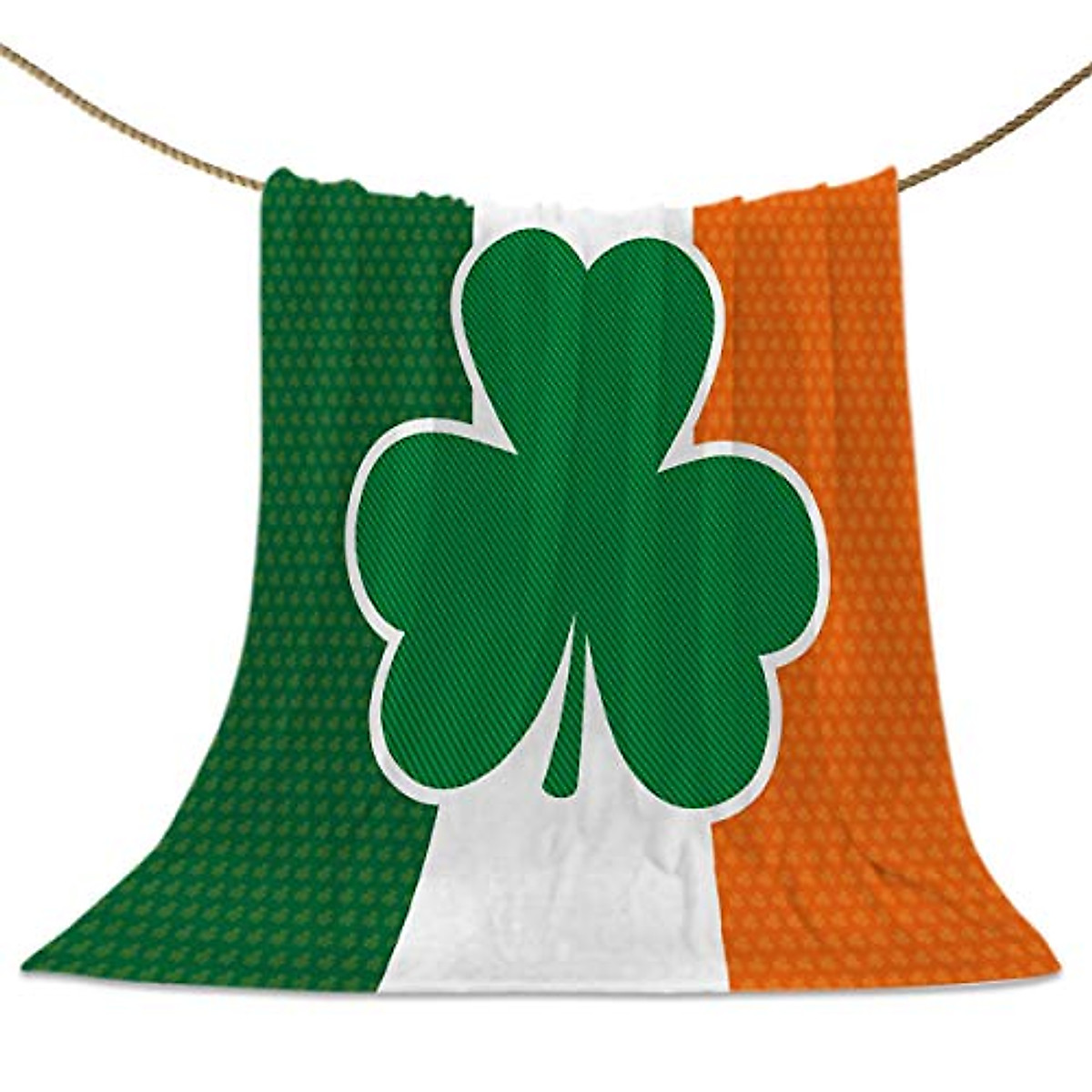 Luxury Extra Soft Throw Blanket St. Patrick's Day Irish Flag Printed Flannel Fleece Reversible Blankets Super Warm Cozy Couch Blanket 60x80Inches