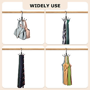 Lomrsiul Belt Hanger Organizer for Closet - Non Slip Rotatable Tie Rack Hanger with 6 Hooks Max 24 Belts Closet Organizers and Storage for Belt Tie Purse Tank Top Handbag Hat Bra Black