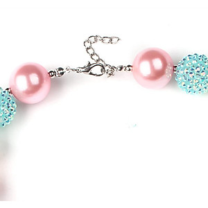 RONGWIN Bubblegum Necklace For Little Girls Chunky Beads Necklace Bow Pendant Jewelry For Princess Party Dress Up Pretend Play Jewelry Set Party Favor Gifts With Gift Box (Pink Bow D)