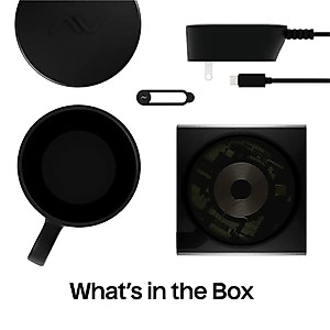 Gravette Smart Temperature Control Hot Mug, 12oz, 350mL Capacity, 10W Fast Wireless Charging Coaster, Heated Ceramic Coffee Mug with Aluminium-Alloy Smart Warmer Base (Black)