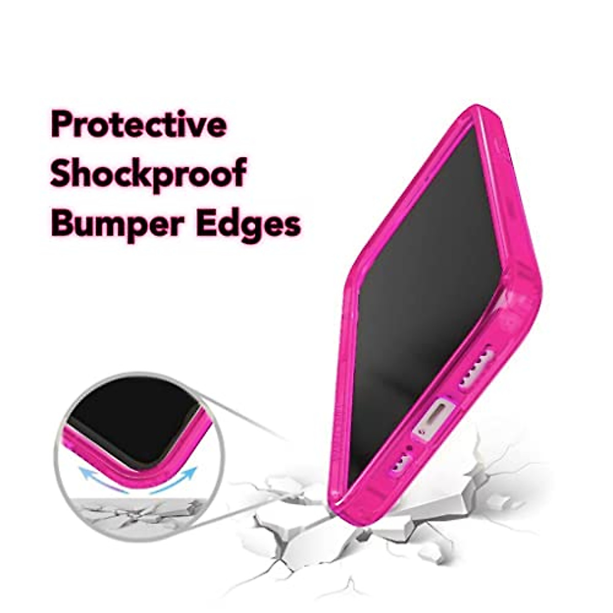 NYCPrimeTech iPhone 13 Pro Case/Slim & Soft Transparent Neon Pink Cover with Bumper Edge for iPhone 13 Pro/Cute Flexible & Stylish Protection // 6.1"(Hot Pink)