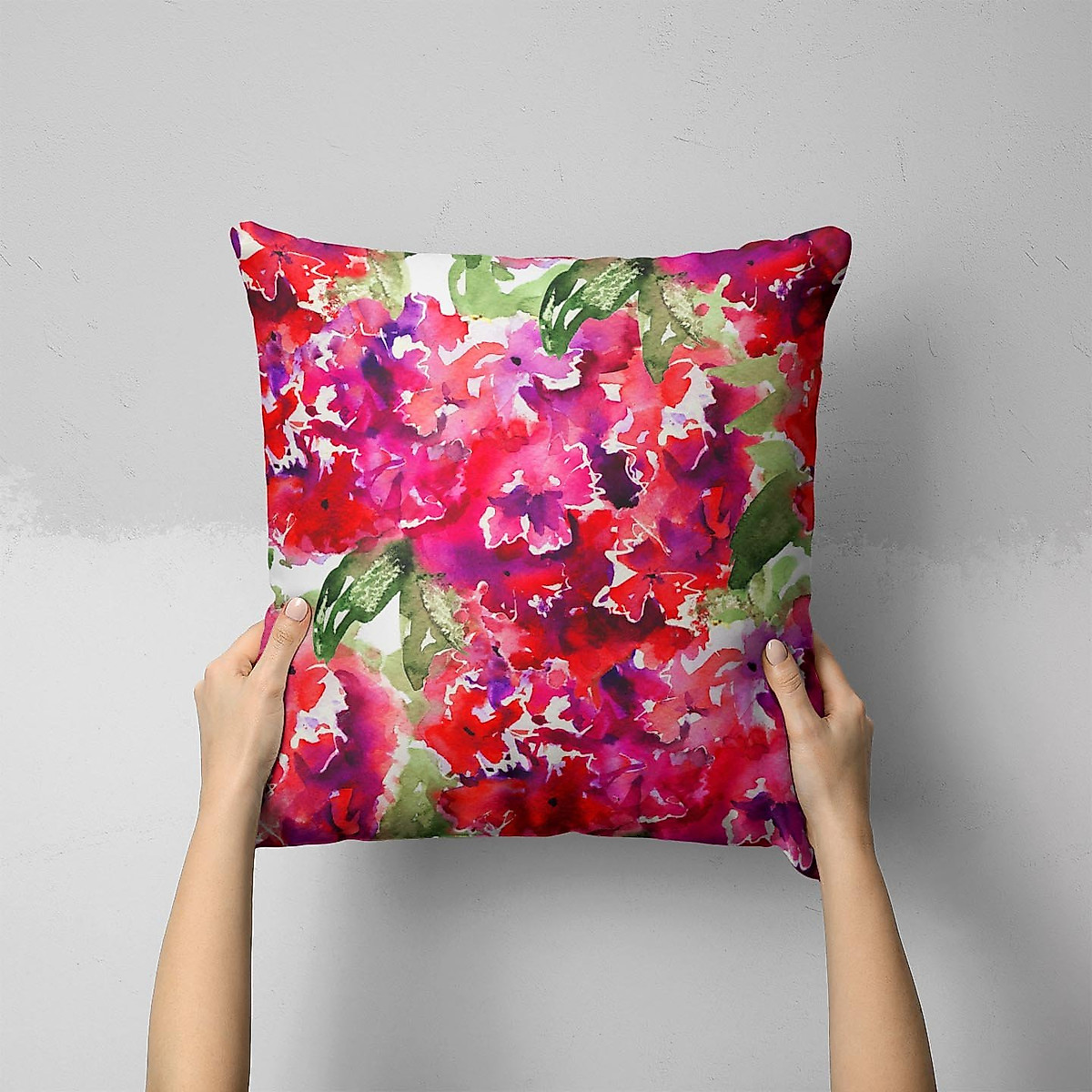 iiRov Summer Design Ink-Fuzed Decorative Throw Pillow - Tropical Hydrangea Flowers